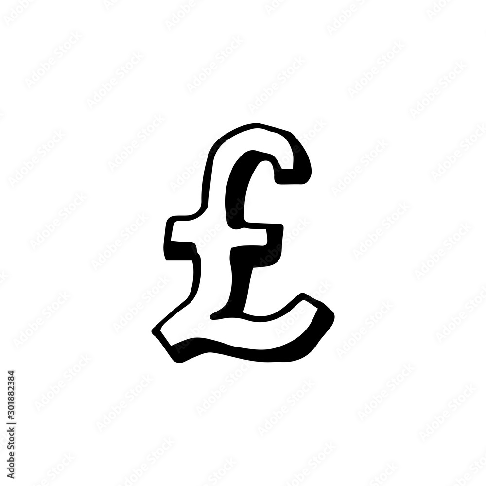 Sketch of english currency - pound. Hand draw vector illustration ...