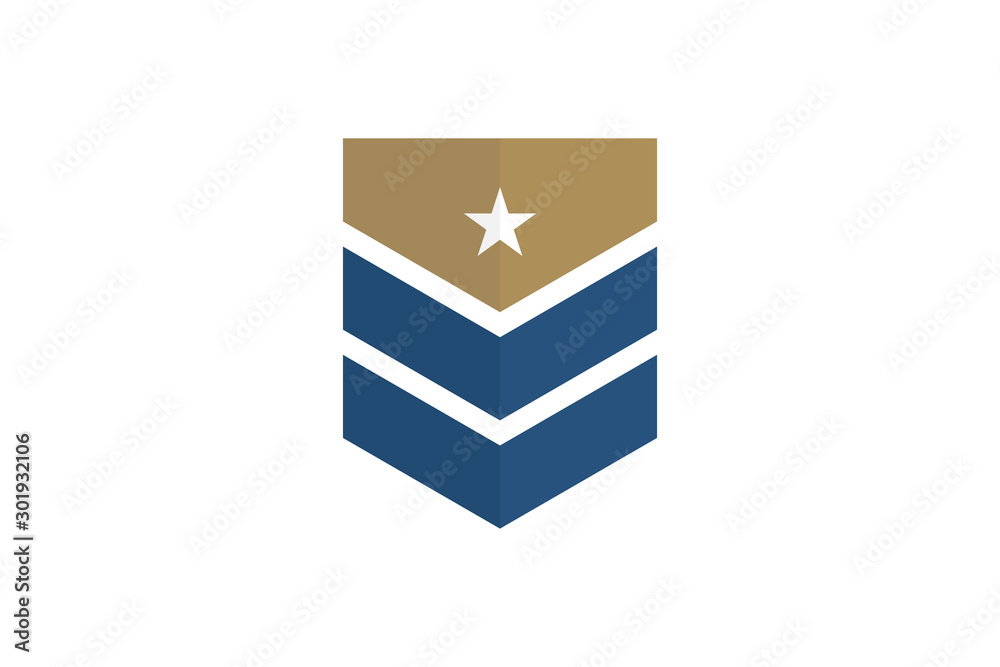 Security Logo Shield Military Rank With Star Stock Vector | Adobe Stock