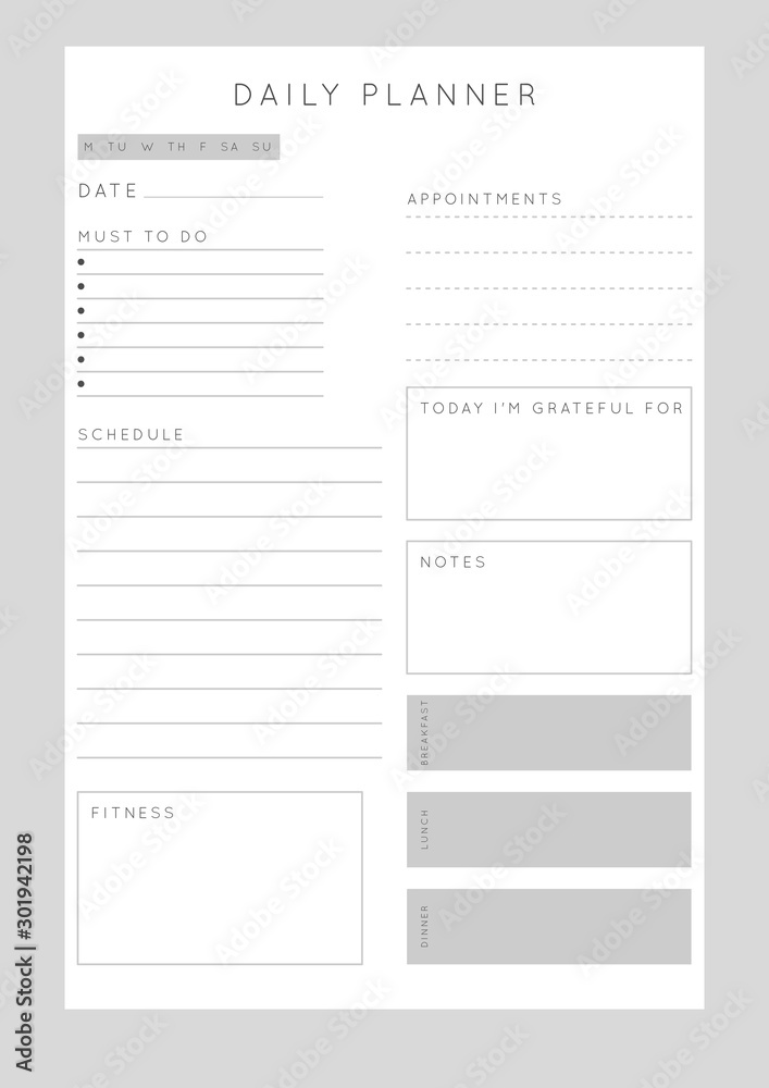 Planner sheet vector Stock Vector | Adobe Stock