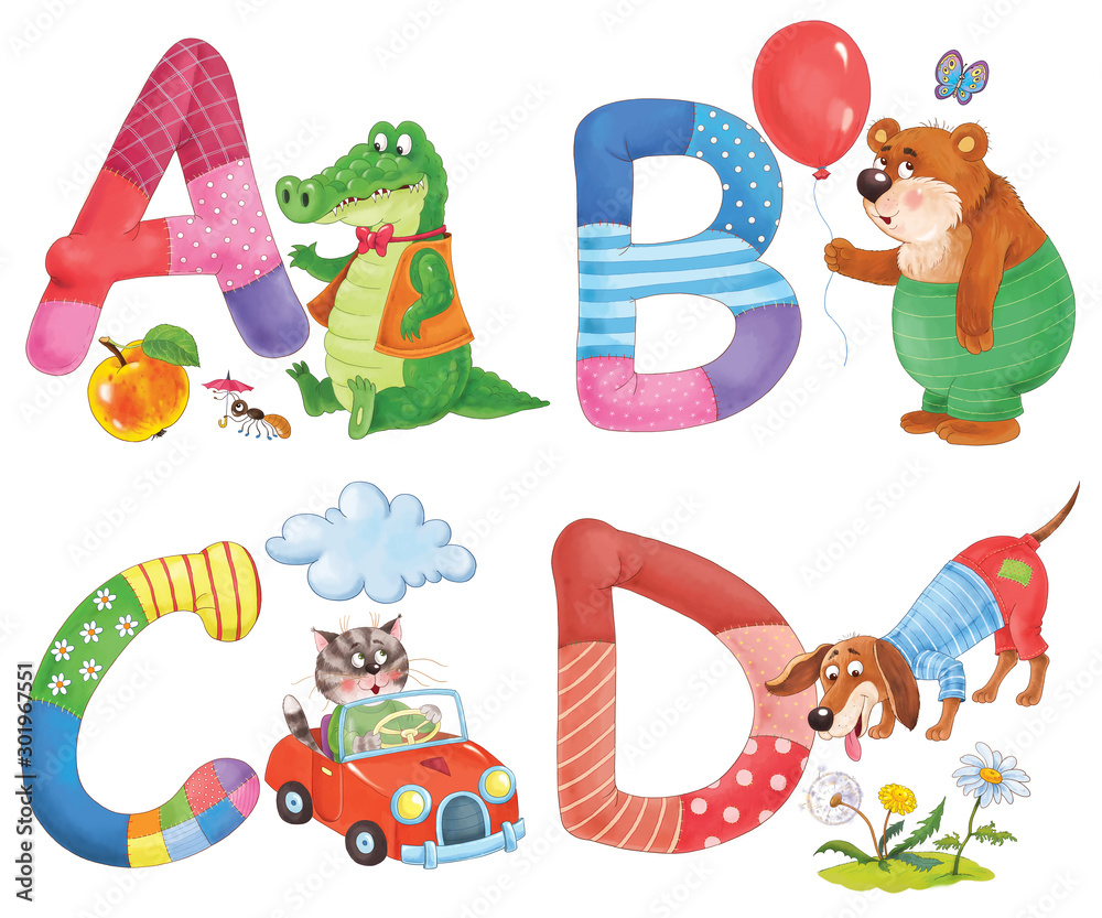 English alphabet. ABC. Coloring book. Coloring page. Cute and funny ...