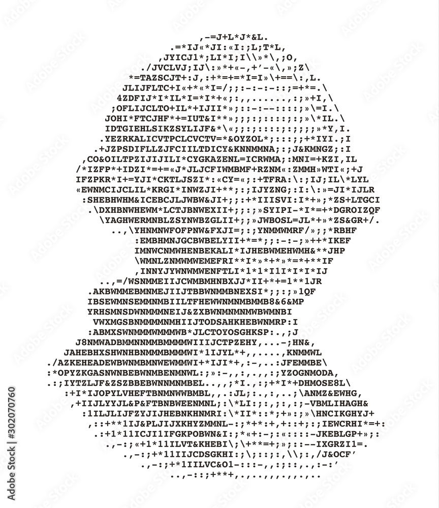 George Washington stylized portrait ASCII art original version. Code ...