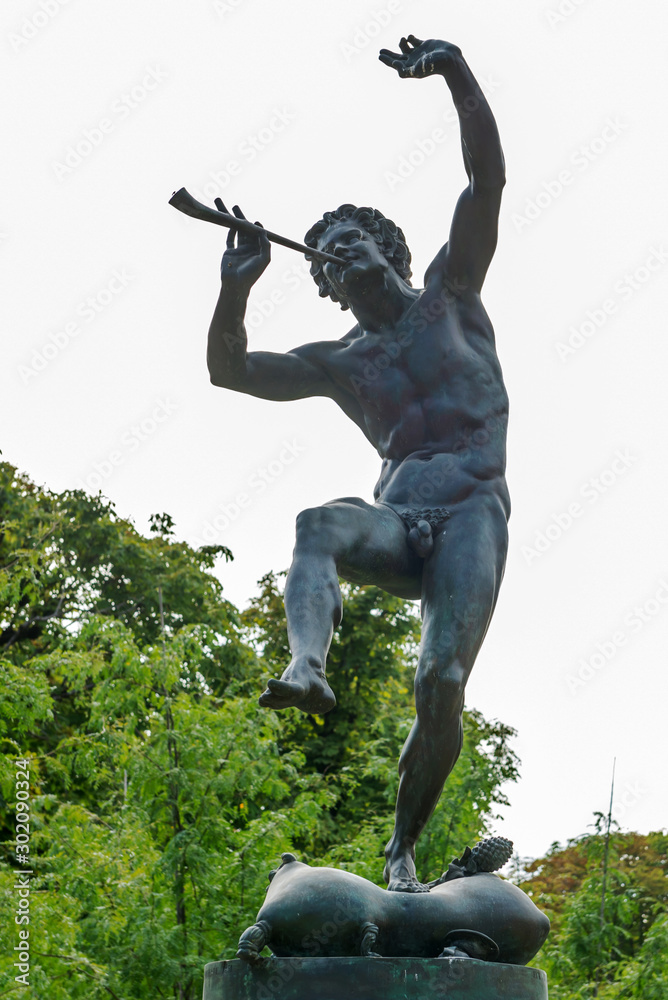 Greek actor Arthur Bourgeois in the Luxembourg park. This bronze is ...