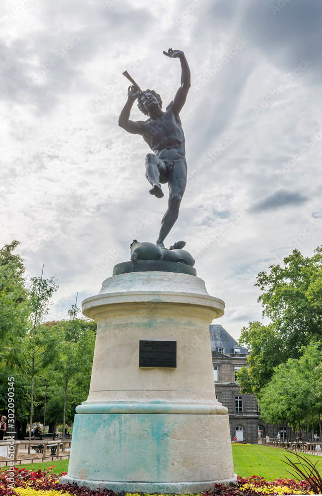 Greek actor Arthur Bourgeois in the Luxembourg park. This bronze is ...