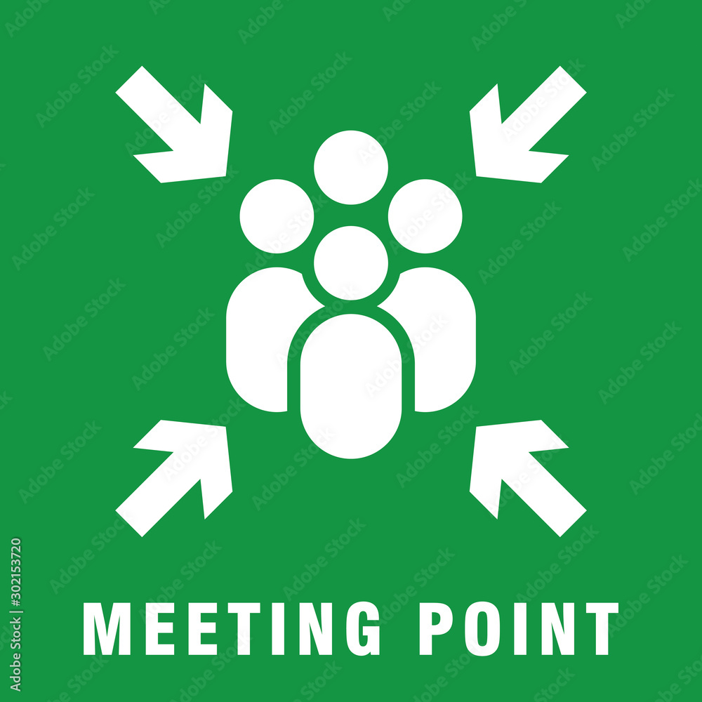 Meeting point or assembly point sign simple flat style vector ...