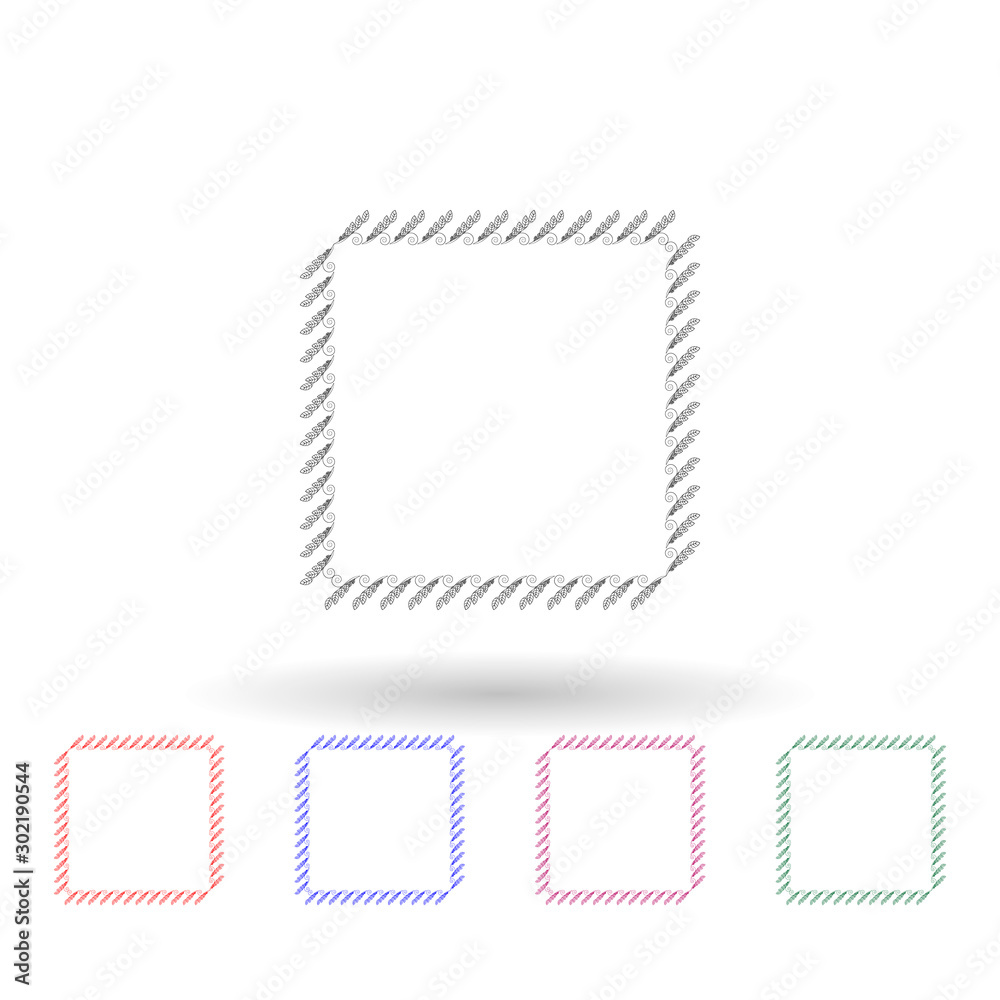 Branch with leaves frame and border multi color icon. Simple thin line ...
