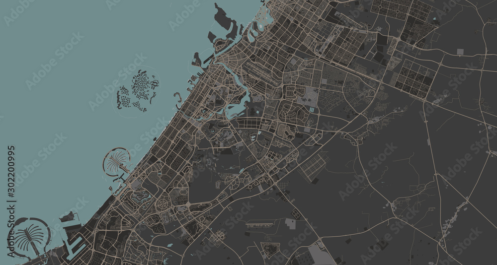 Detailed map of Dubai, UAE Stock Vector | Adobe Stock