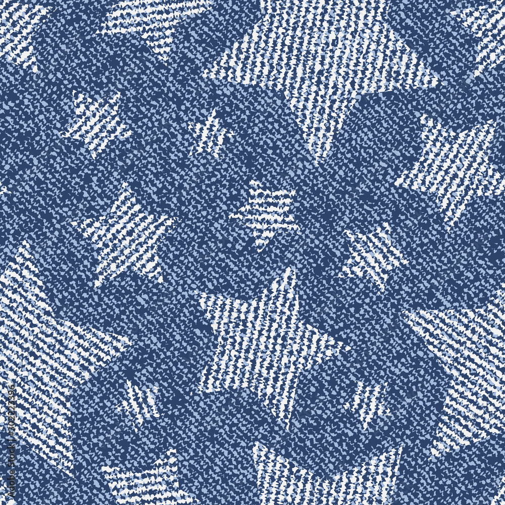 Jeans background with stars. Vector Denim seamless pattern. Blue jeans ...