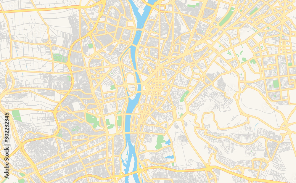 Printable street map of Cairo, Egypt Stock Vector | Adobe Stock