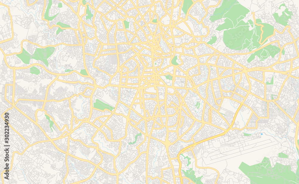 Printable street map of Addis Ababa, Ethiopia Stock Vector | Adobe Stock