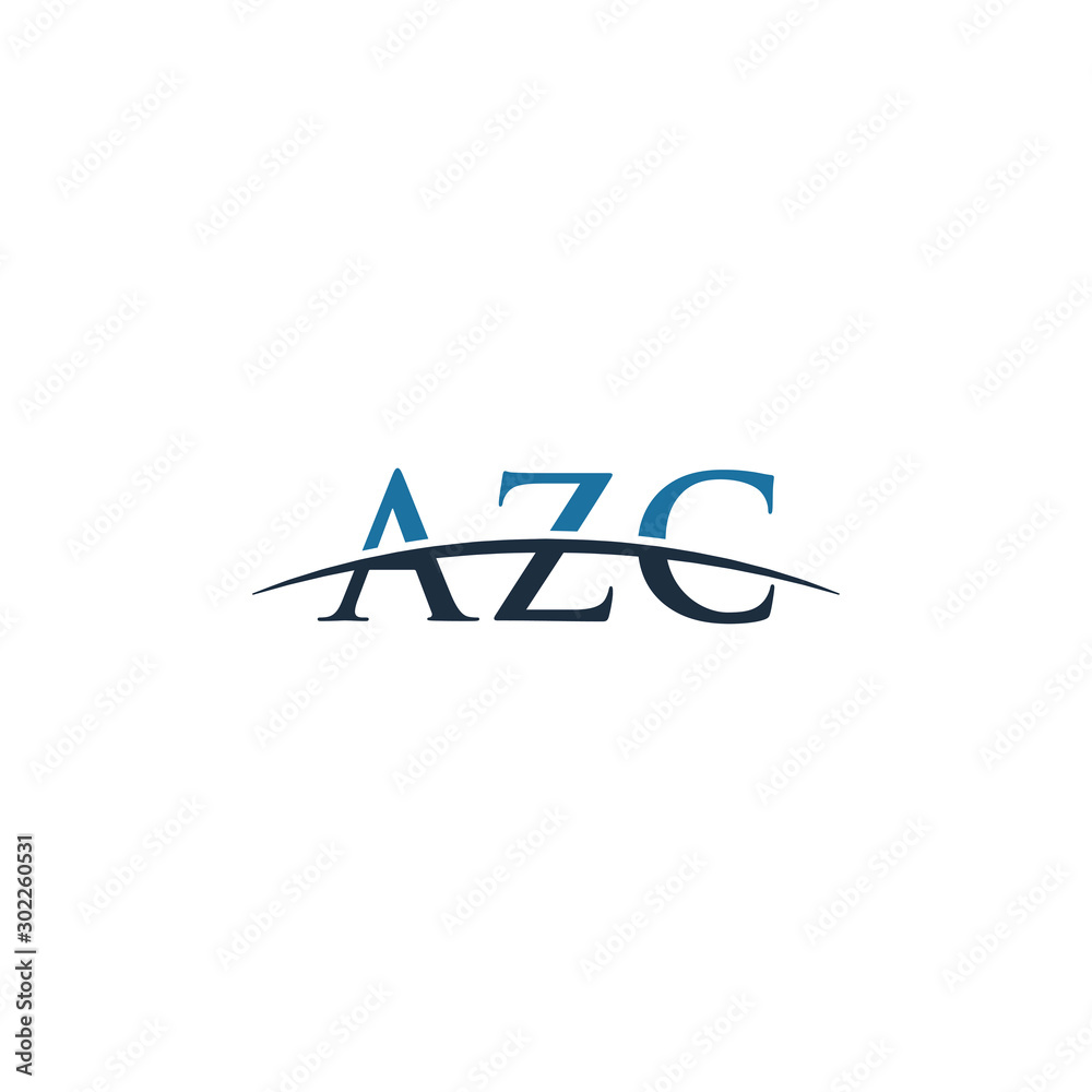 Initial letter AZC, overlapping movement swoosh horizon logo company ...