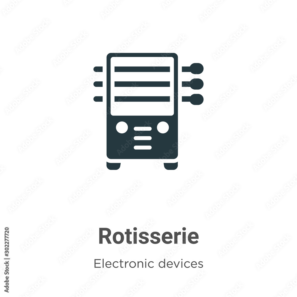 Rotisserie vector icon on white background. Flat vector rotisserie icon ...