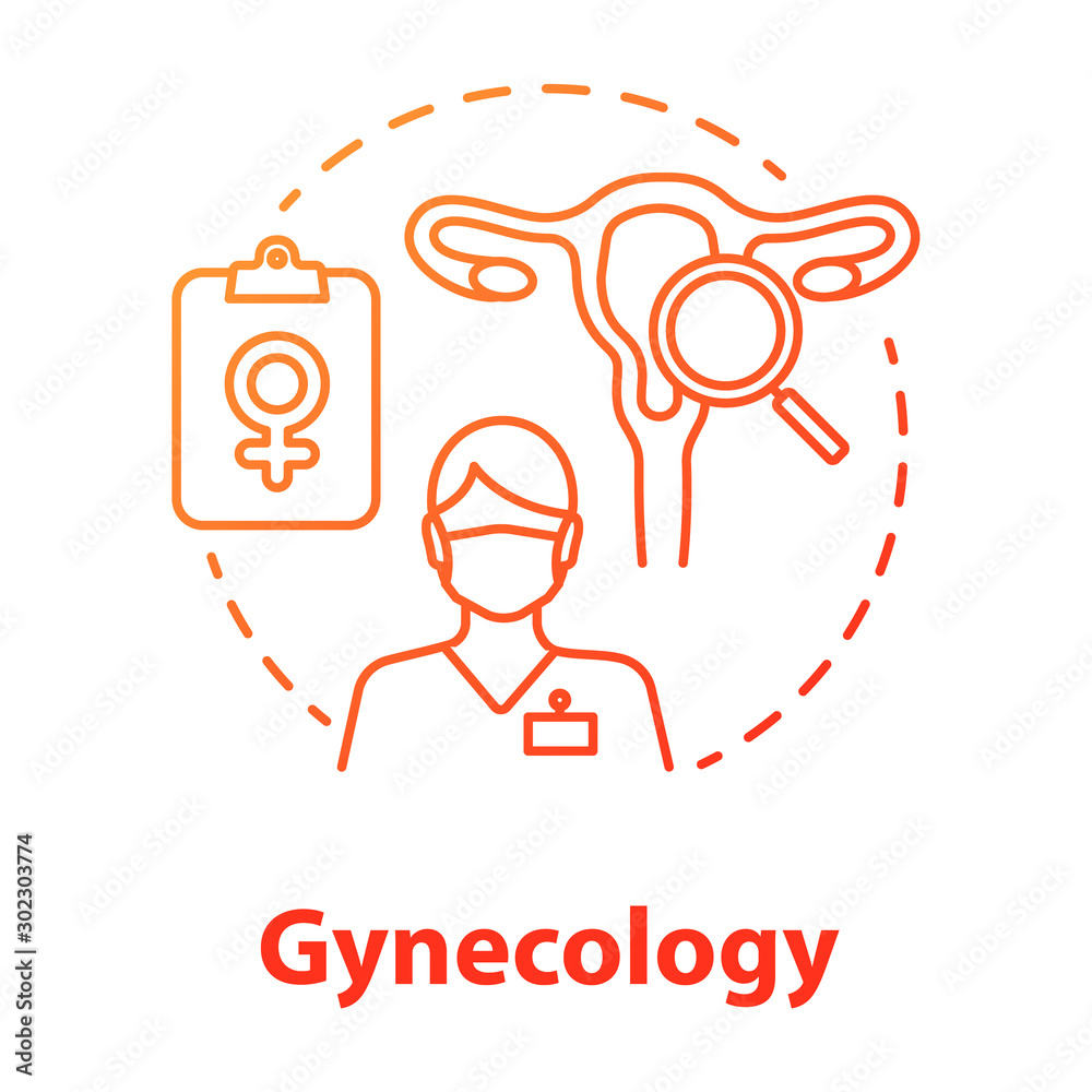 Vector de Stock Gynecology red gradient concept icon. Women healthcare idea thin line ...