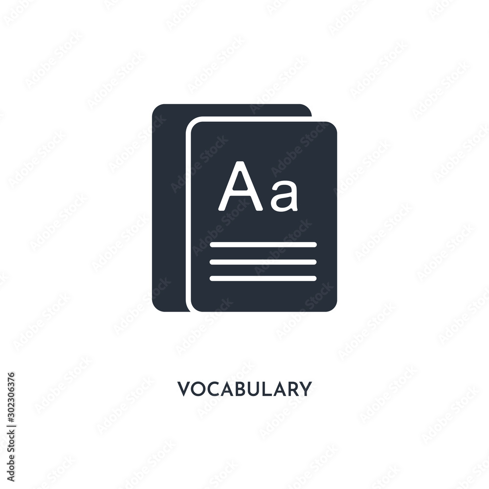 vocabulary icon. simple element illustration. isolated trendy filled ...