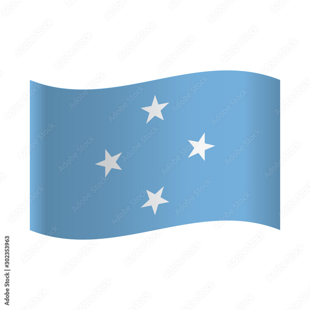 Flag of Federated States of Micronesia four white stars on light blue background. Adobe Stock