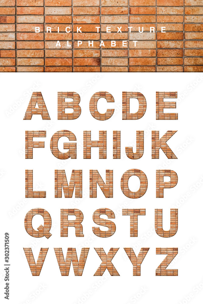 Orange brick tiles block alphabet blocks with letters, 26 letters of ...