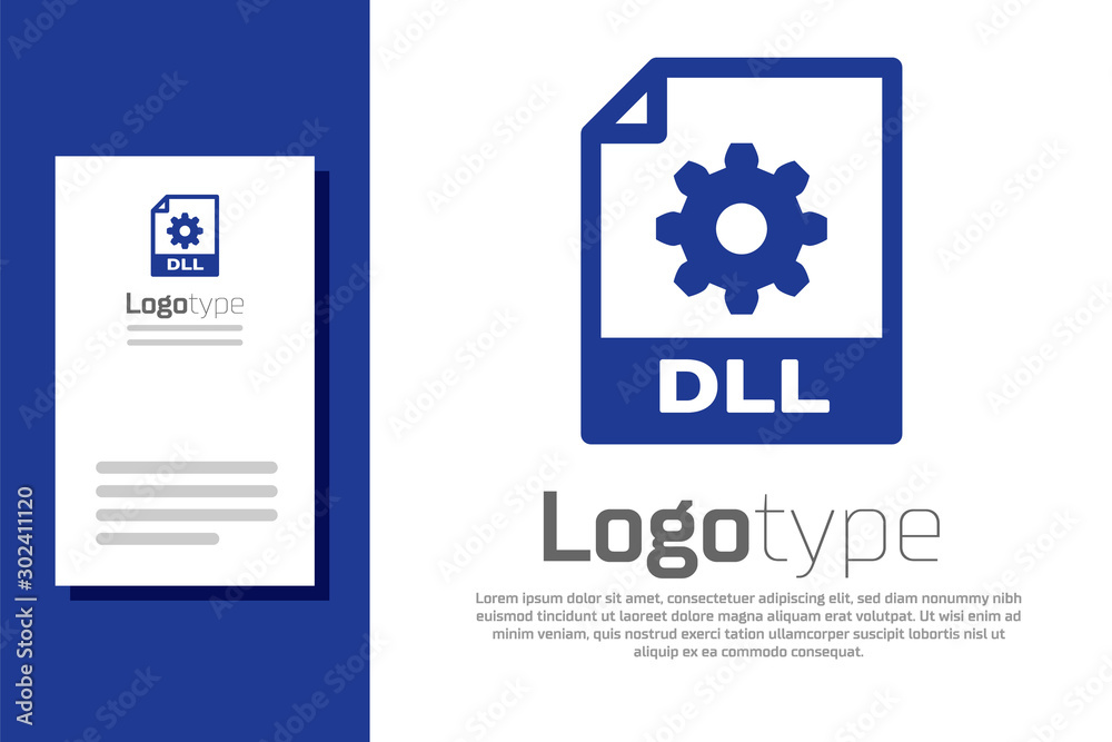 Blue DLL file document. Download dll button icon isolated on white ...