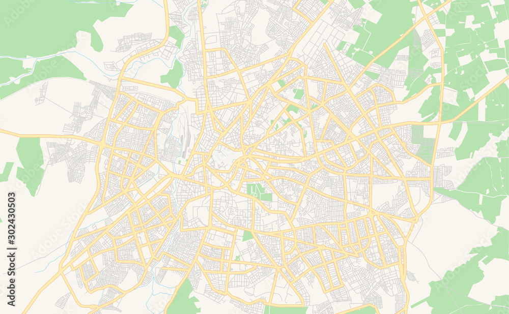 Printable street map of Oujda-Angad, Morocco Stock Vector | Adobe Stock