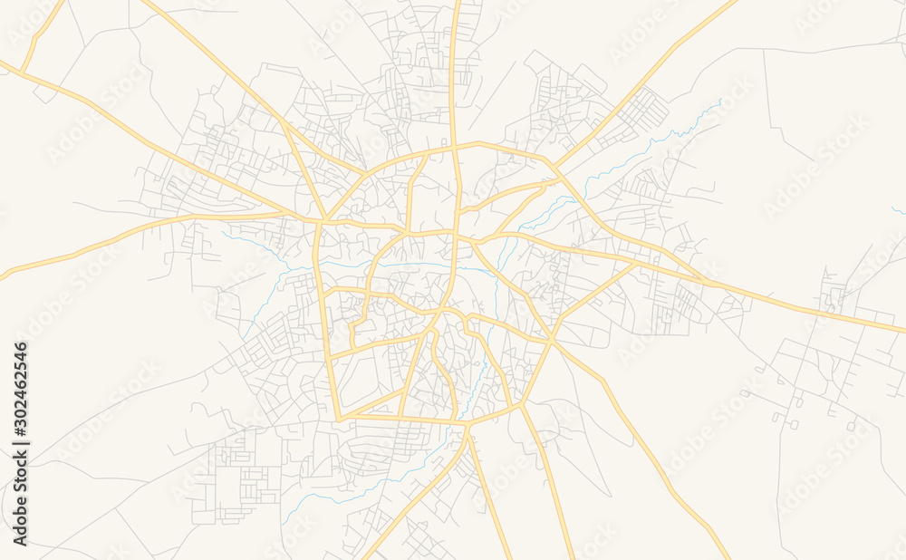 Printable street map of Bida, Nigeria Stock Vector | Adobe Stock