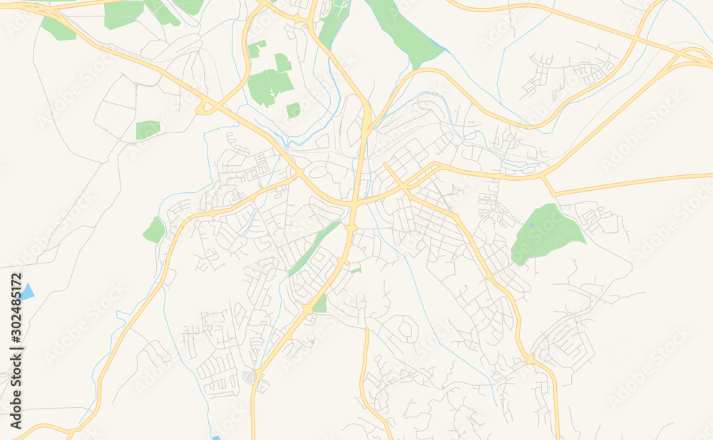 Printable street map of Nelspruit, South Africa Stock Vector | Adobe Stock