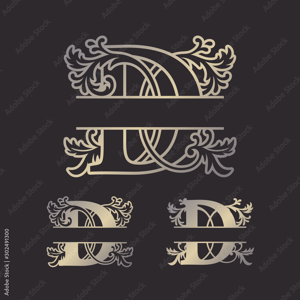 Alphabet Split Monograms, Split Letter Monogram, Alphabet Frame Font ...