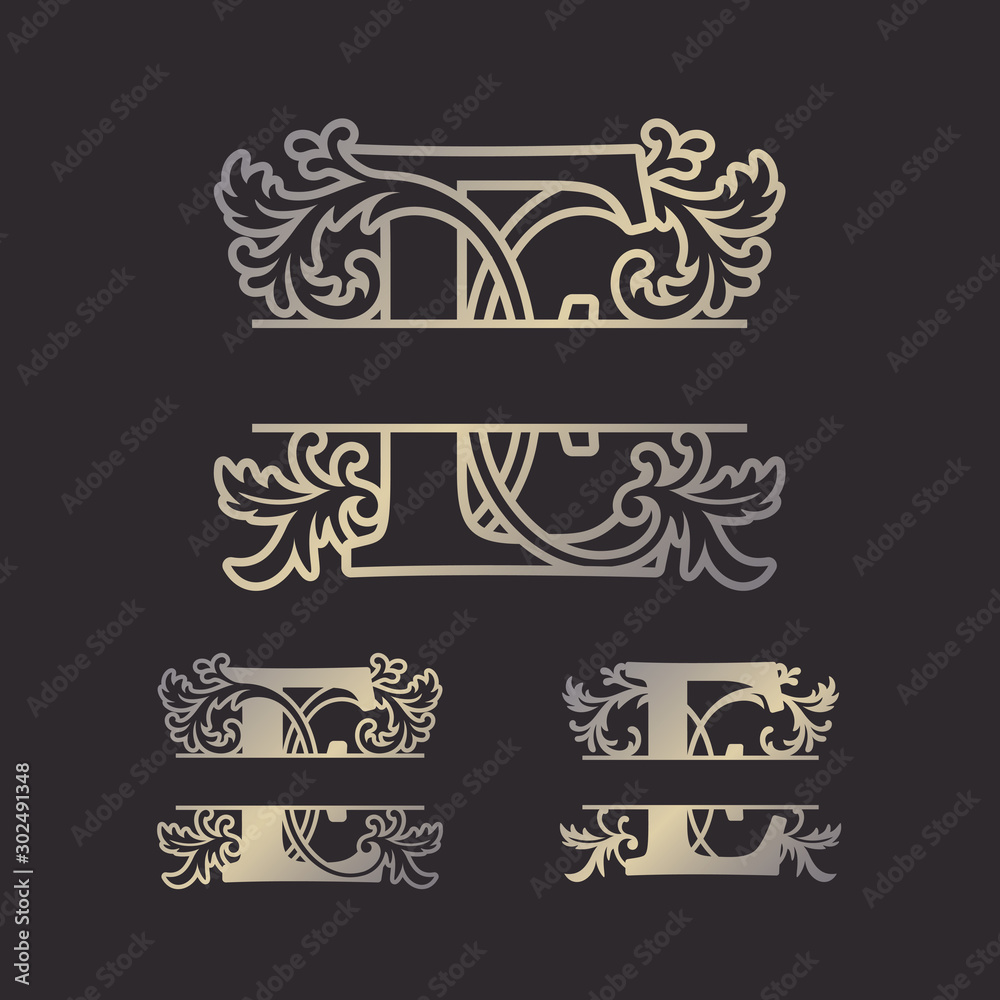 Alphabet Split Monograms, Split Letter Monogram, Alphabet Frame Font ...