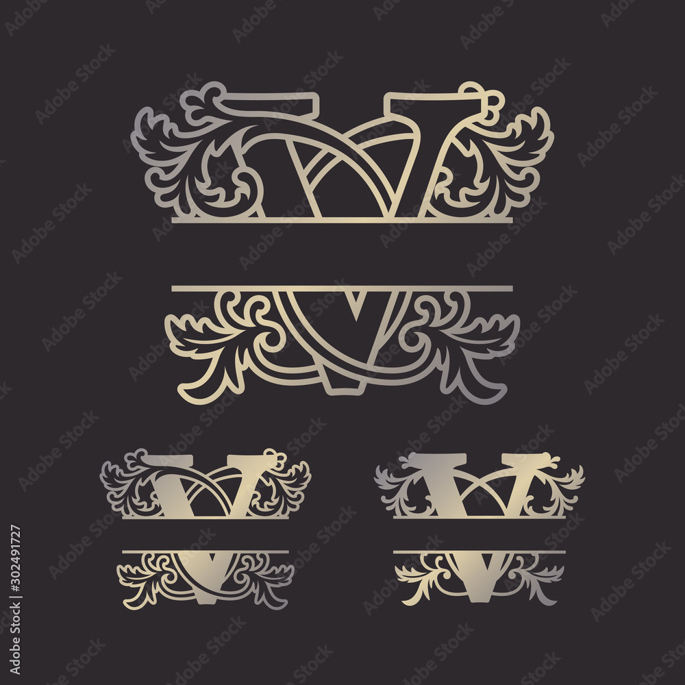 Alphabet Split Monograms, Split Letter Monogram, Alphabet Frame Font ...