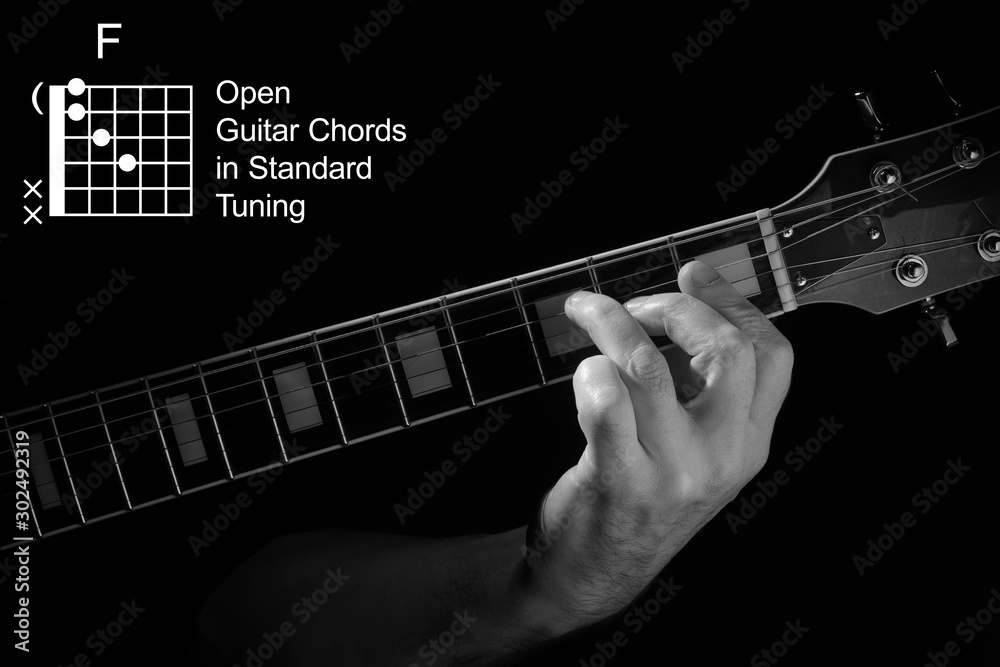 Open Guitar Chords in Standard Tuning guitar tutorial series. Closeup ...