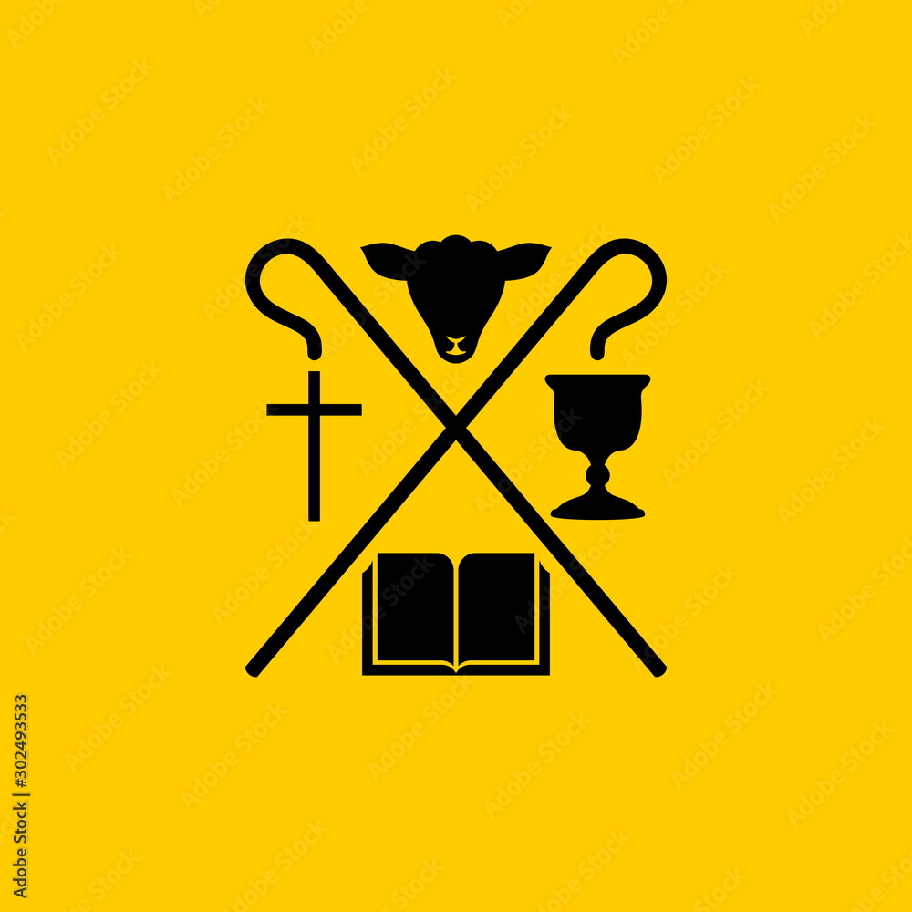 Christian symbols. The Bible, the cross of Jesus Christ, the ...
