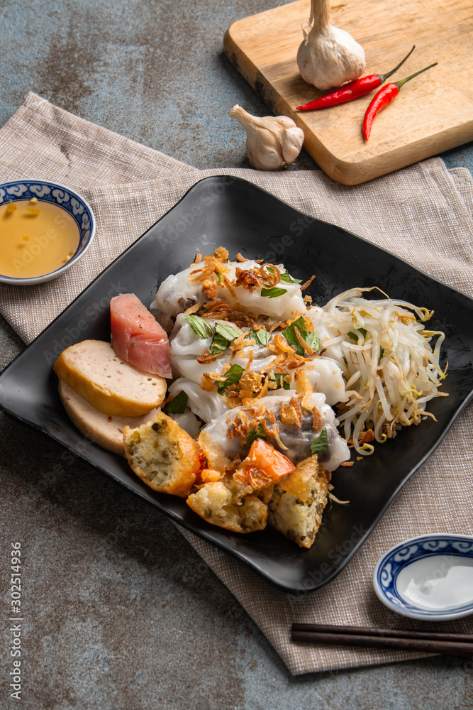 Banh Cuon stuffed pancake or steamed rolled rice pancake Stock Photo ...