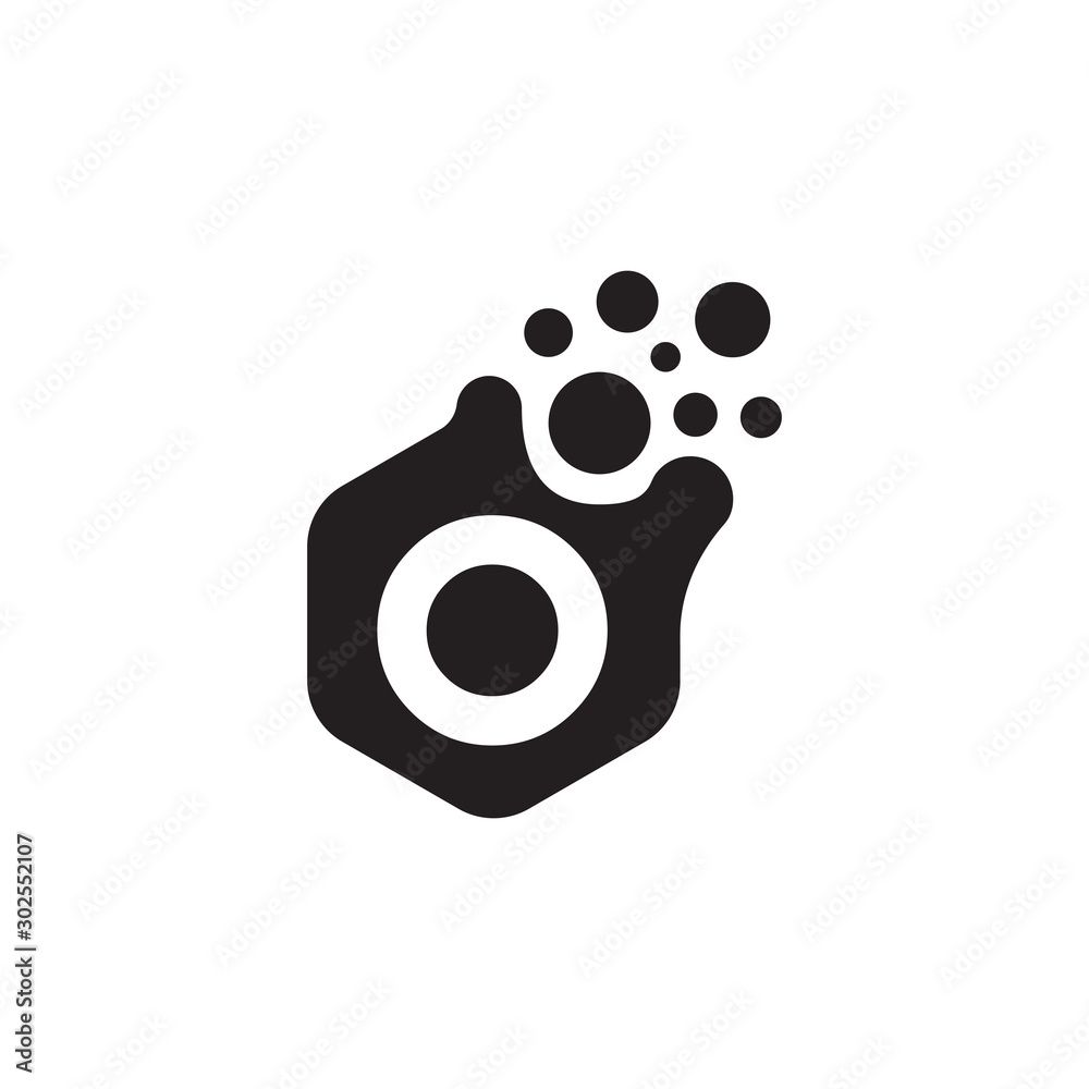 O dots logo design template. Hexagon O icon. O Letter Logo Vector ...