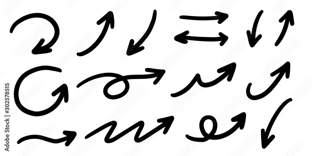 Sketch arrow vector set. Hand drawn arrows, mark point icon design ...