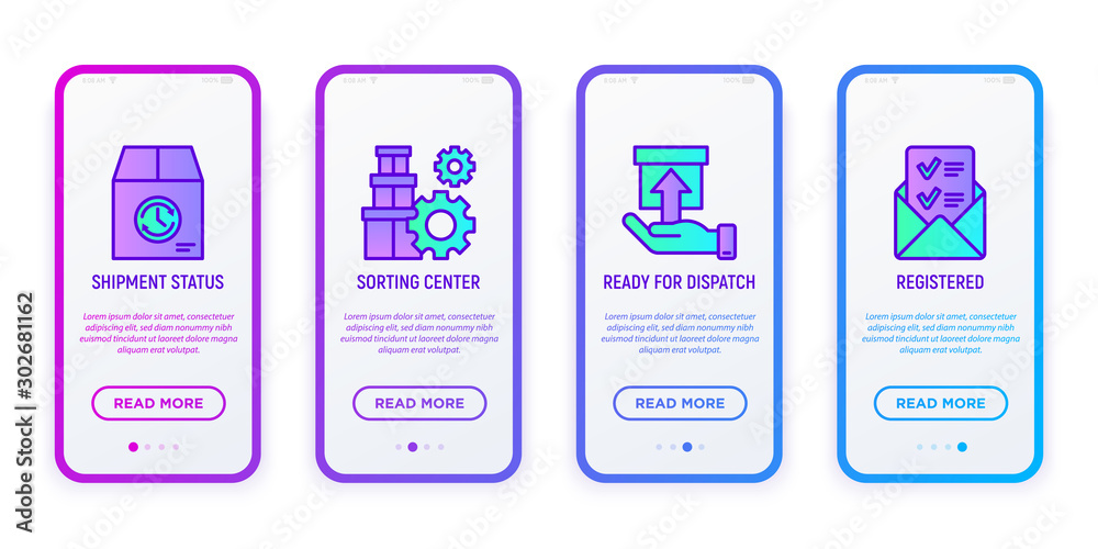 Express delivery mobile user interface with copy space and thin line ...