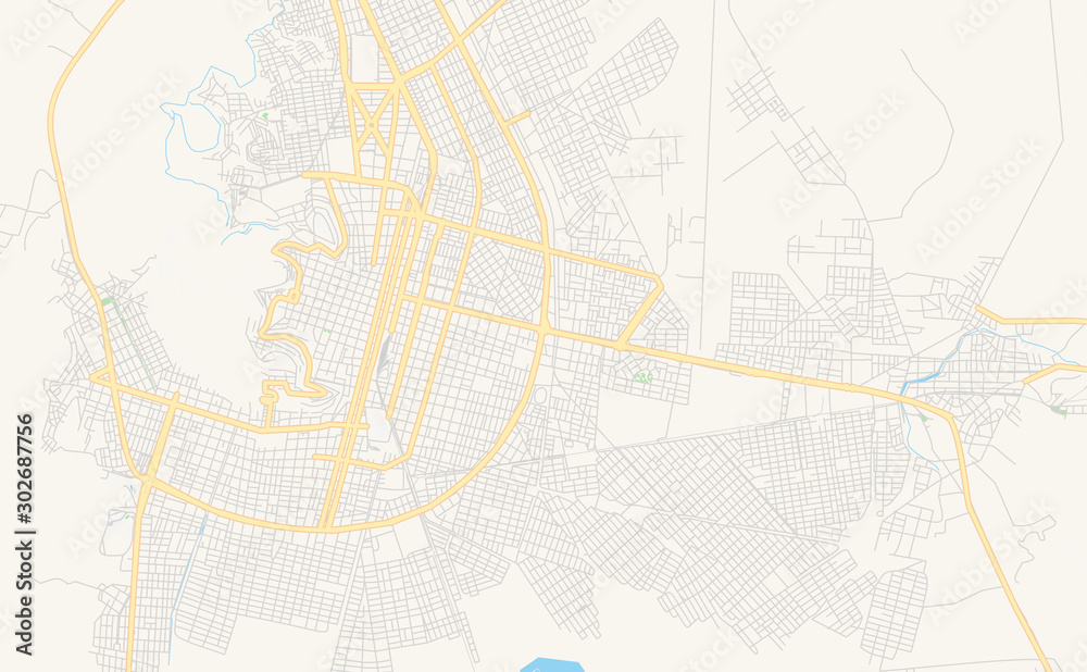 Printable street map of Oruro, Bolivia Stock Vector | Adobe Stock