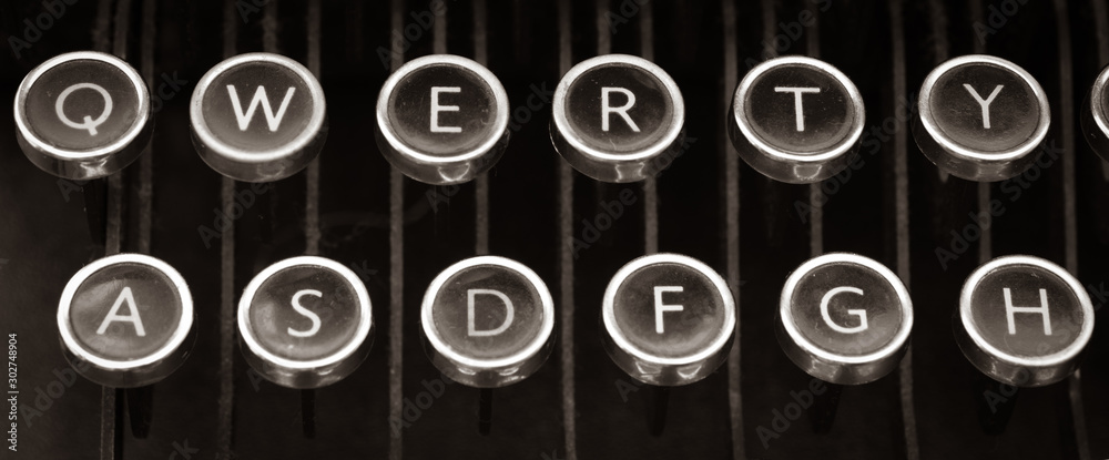 Old Vintage typewriter keys close up Letters QWERTY and ASDFGH Stock ...