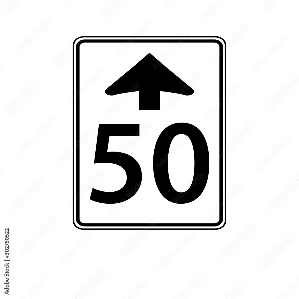 USA traffic road signs. speed limit changes ahead,with maximum of 50 km ...