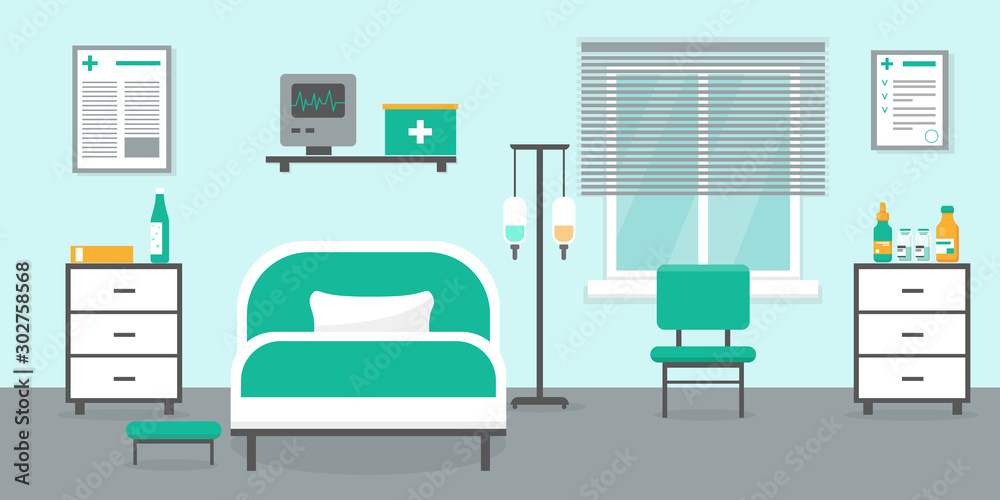 Intensive therapy room vector interior. Stock Vector | Adobe Stock