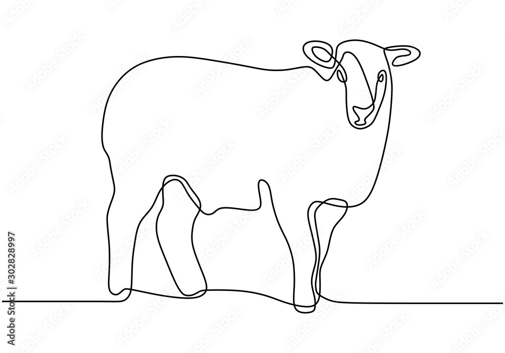 Cow one line drawing minimalism animal mammal theme. Vector hand drawn ...