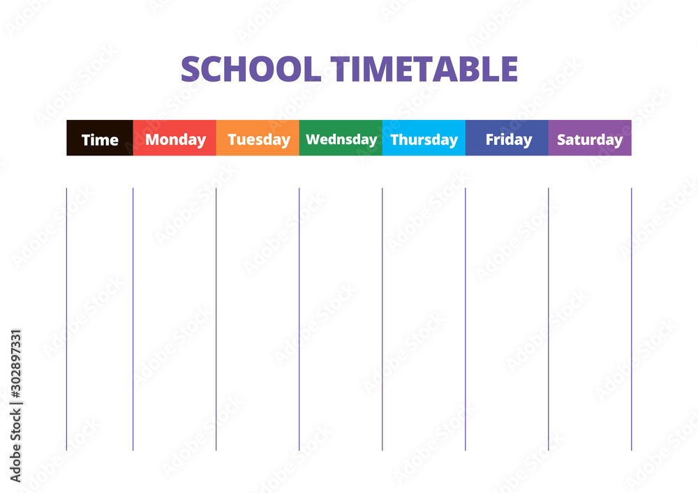 Simple school timetable with place for text. Everyday planner with ...