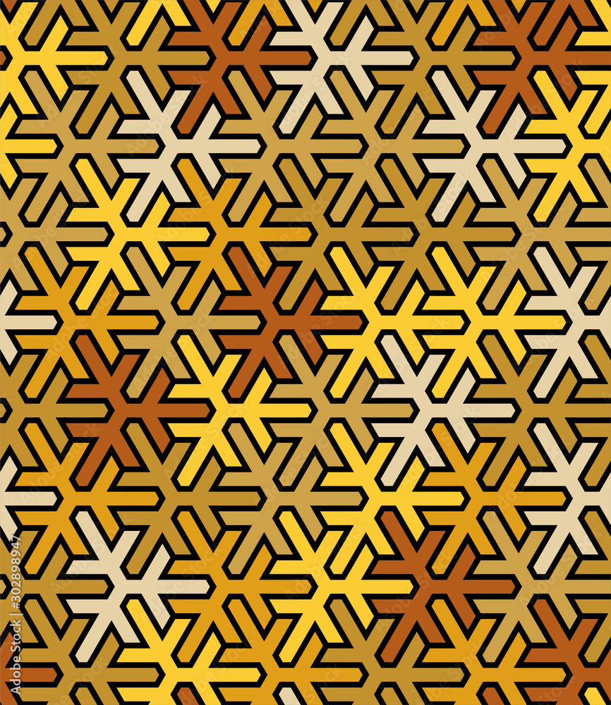 Geometric yellow islamic pattern. Color geometric arabic vector texture ...