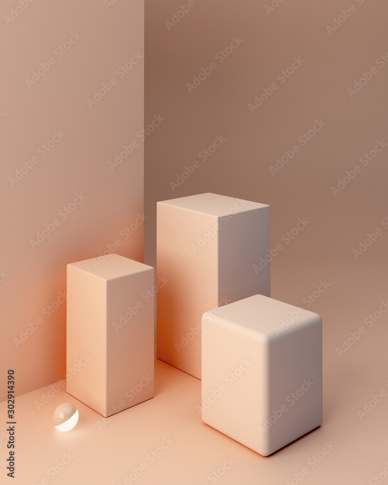 Minimal scene with podium and abstract background. Geometric shapes ...