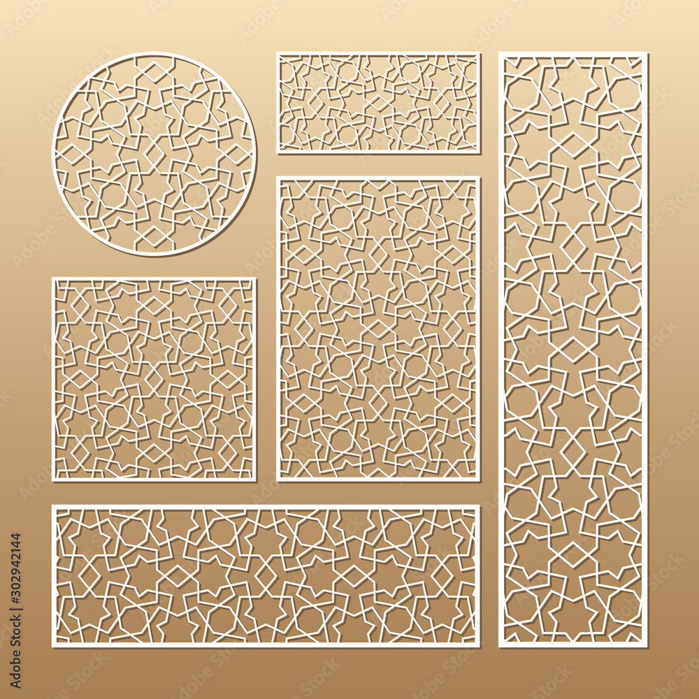 Laser cut vector panels (ratio: 1:1, 1:4, 2:1, 2:3, 3:1). Cutout ...