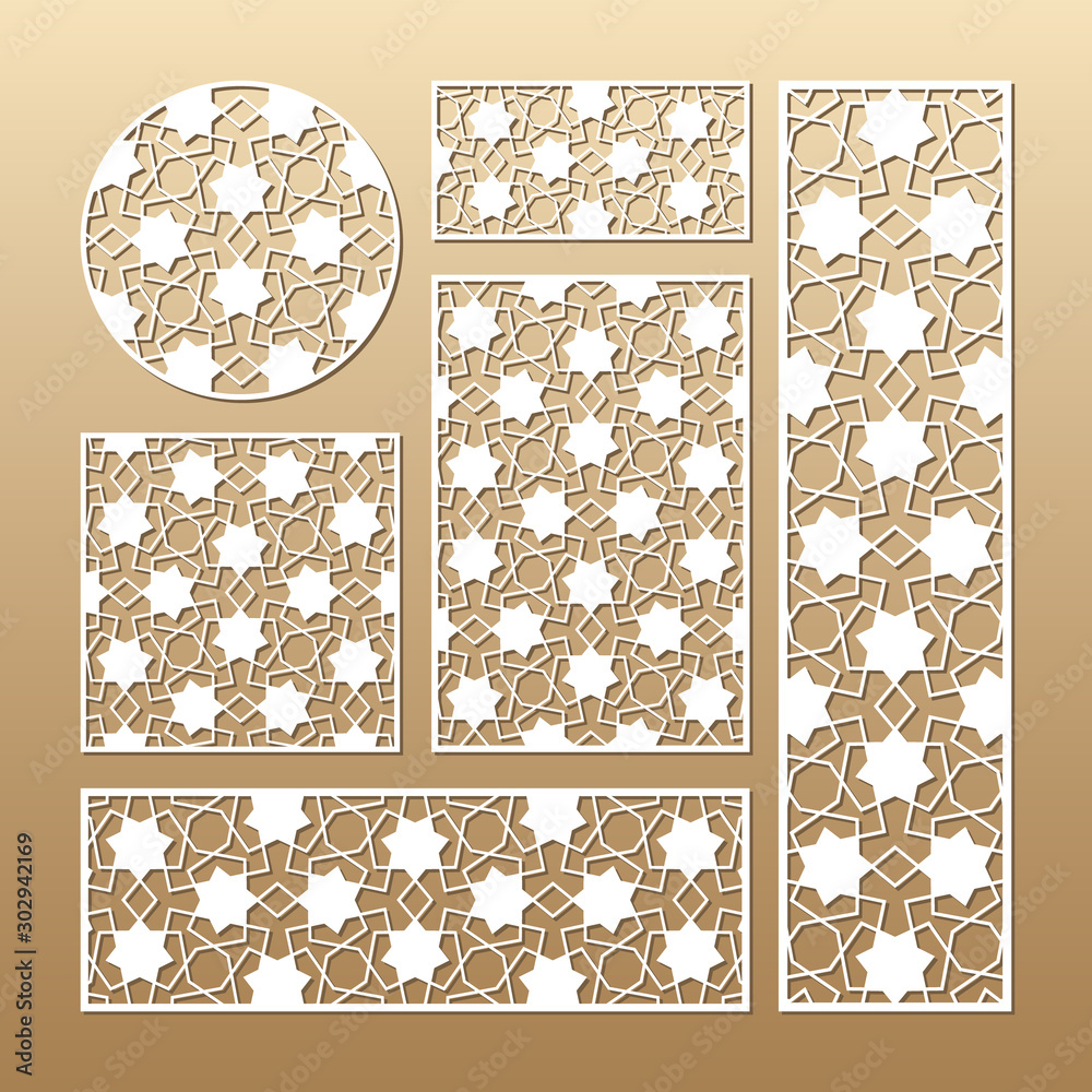 Laser cut vector panels (ratio: 1:1, 1:4, 2:1, 2:3, 3:1). Cutout ...