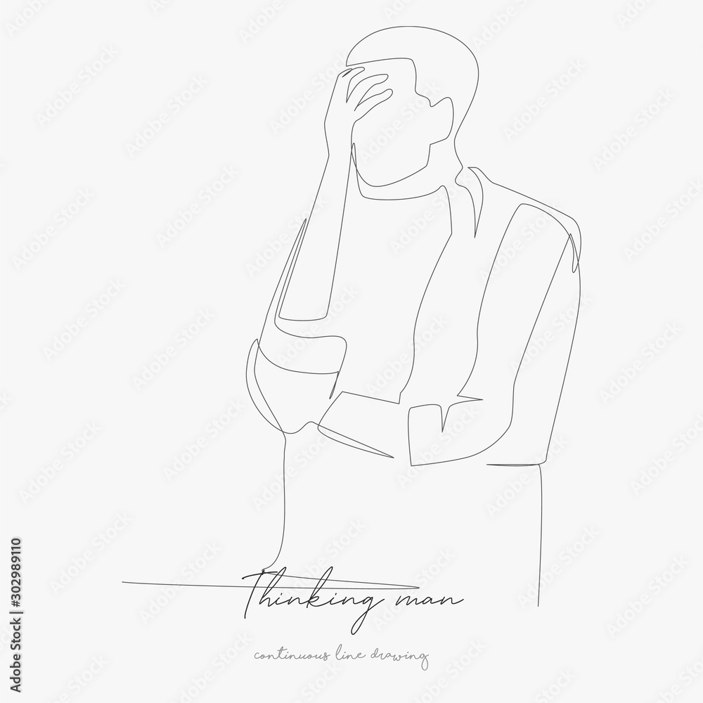 continuous line drawing. thinking man. simple vector illustration ...
