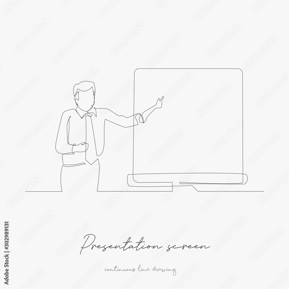 continuous line drawing. presentation screen. simple vector ...