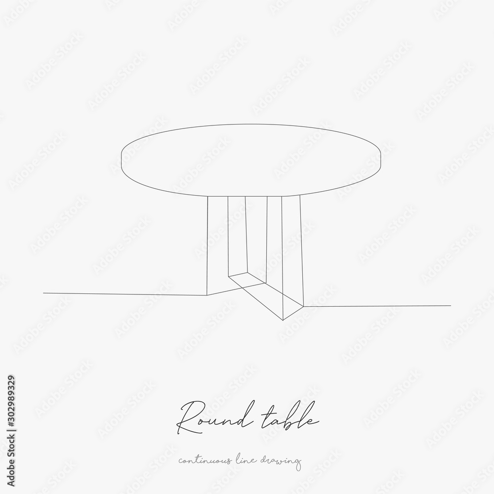 continuous line drawing. round table. simple vector illustration. round ...