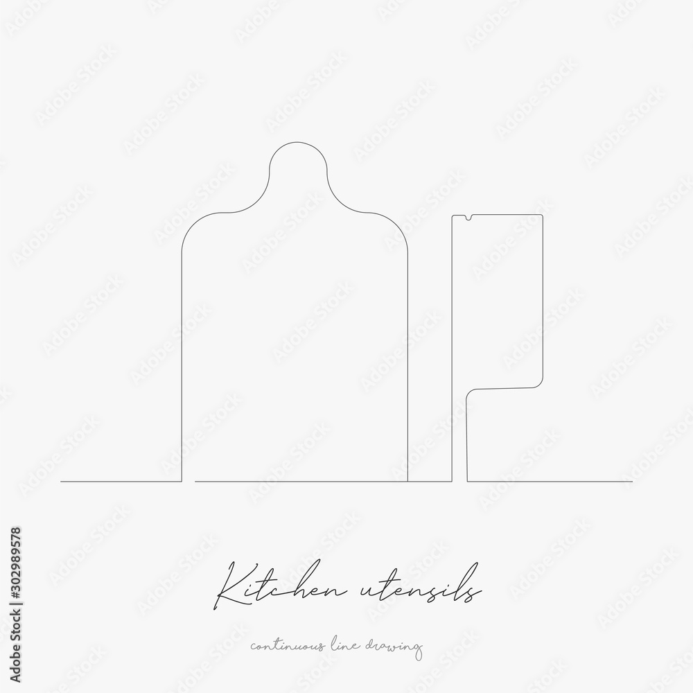 continuous line drawing. kitchen utensils. simple vector illustration ...