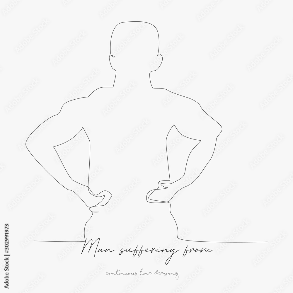 continuous line drawing. man suffering from back pain. simple vector ...