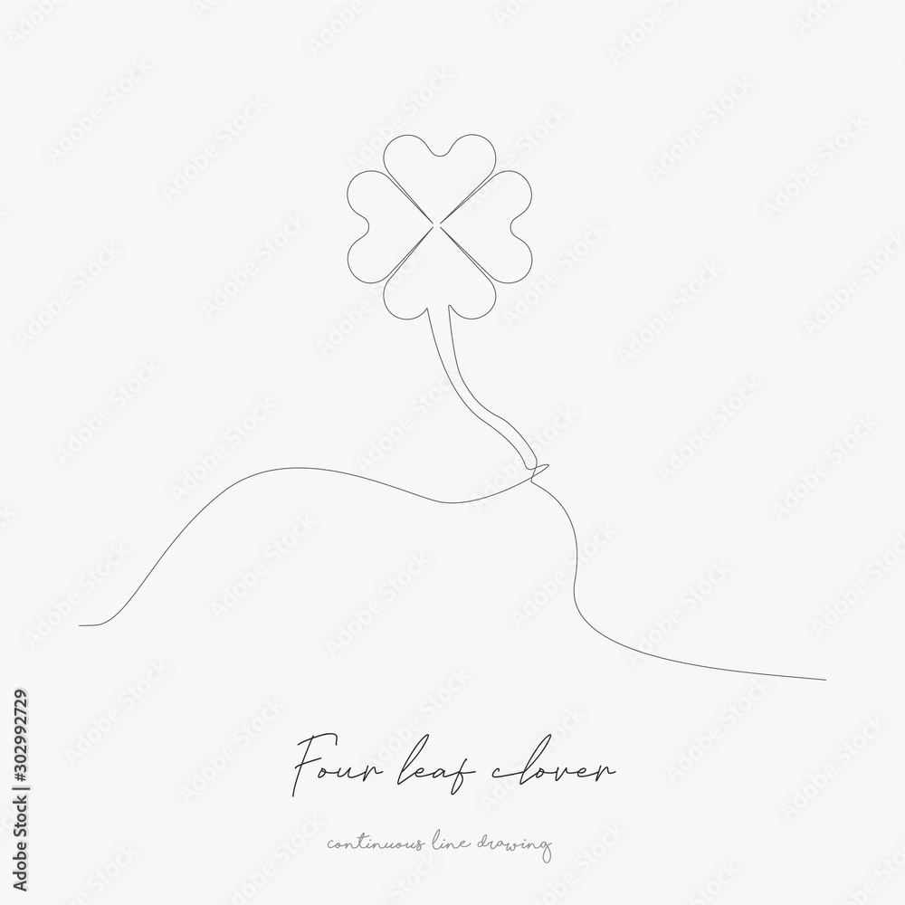 continuous line drawing. four leaf clover. simple vector illustration ...