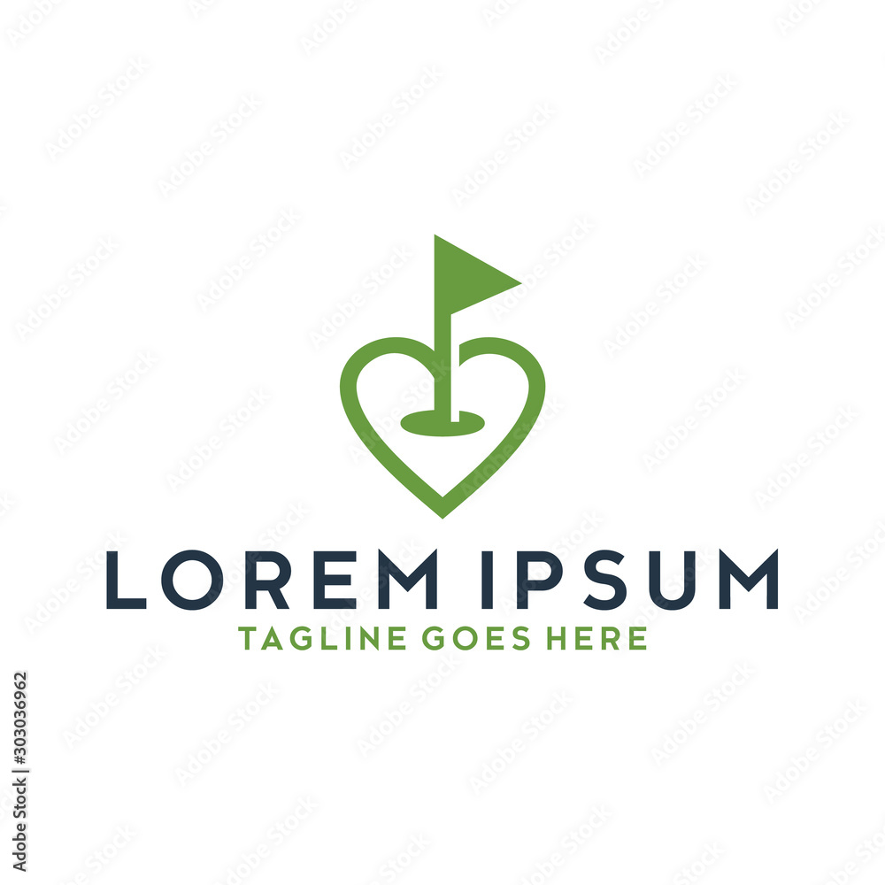 heart and golf logo design inspiration Stock Vector | Adobe Stock