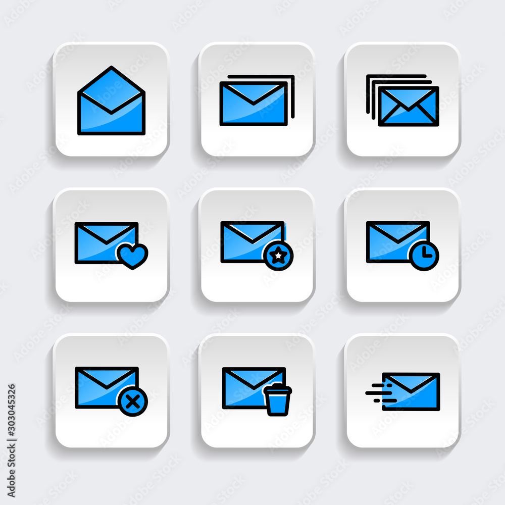 Set of Mail icon with trendy filled line style icon for web, logo, app ...